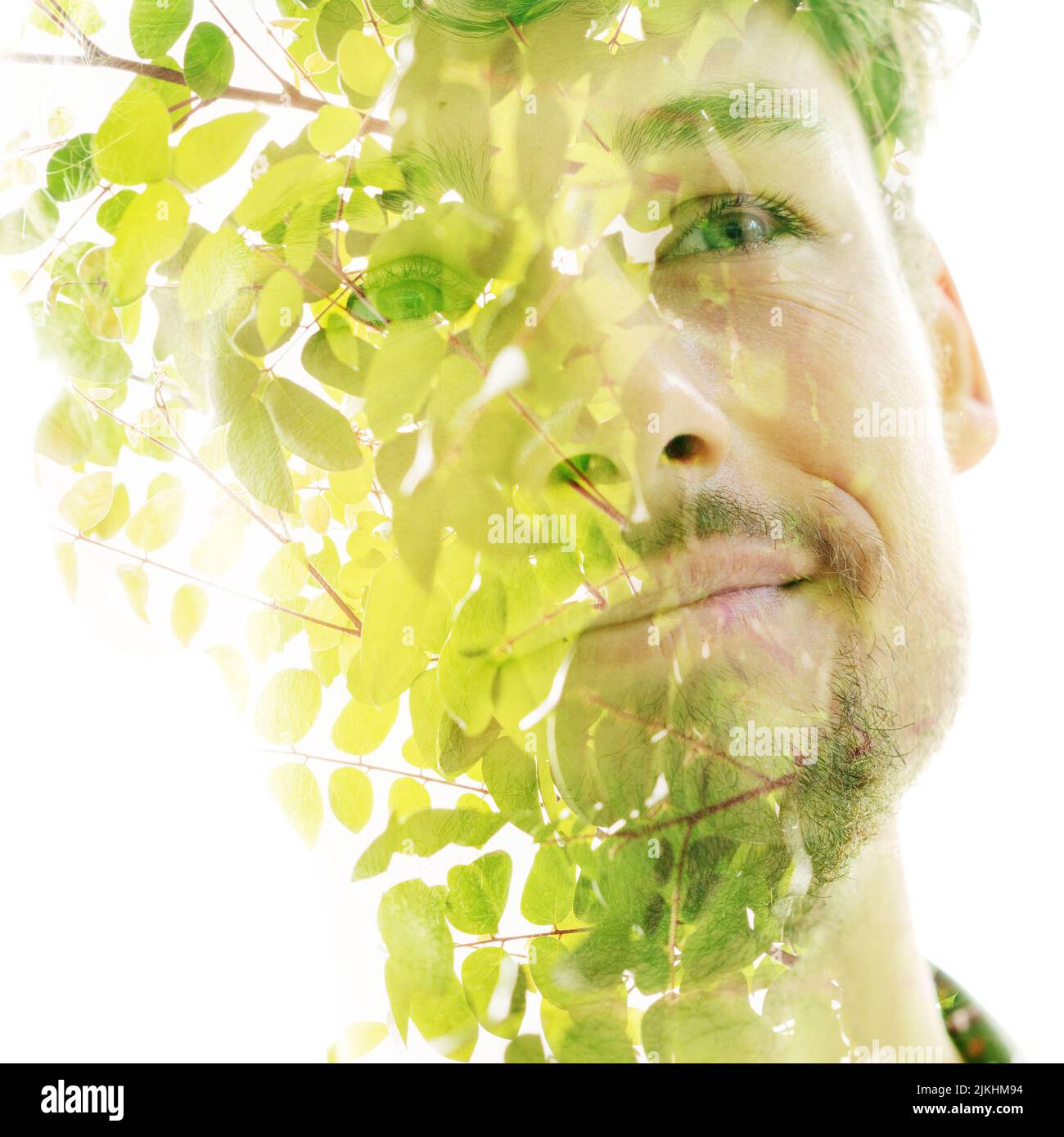 Nature is us. Double exposure portrait Stock Photo - Alamy