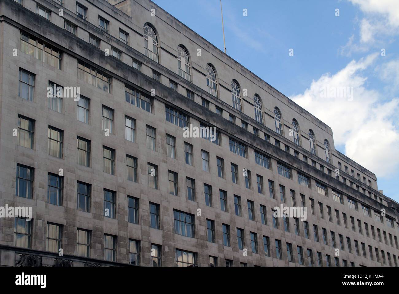 An exterior view of a facade of an old architectural building in London ...