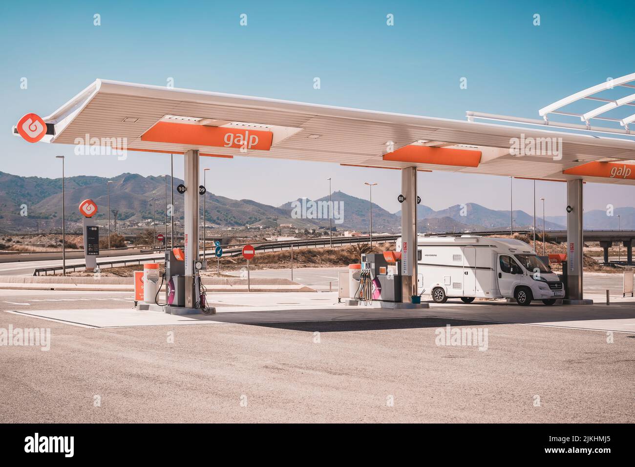 Gas station on background hi-res stock photography and images - Alamy