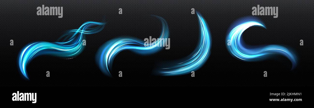 Neon magic glowing swirl, wind effect blue twirl with shine. Swirl of ...