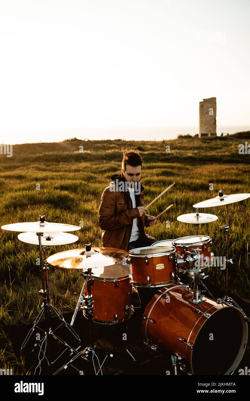 Man playing the drums hi-res stock photography and images - Alamy
