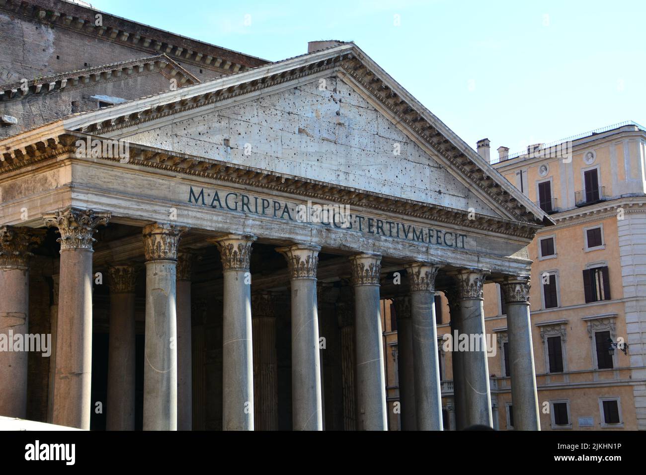 A low angle shot of the Pantheon building in Rome, Italy Stock Photo ...