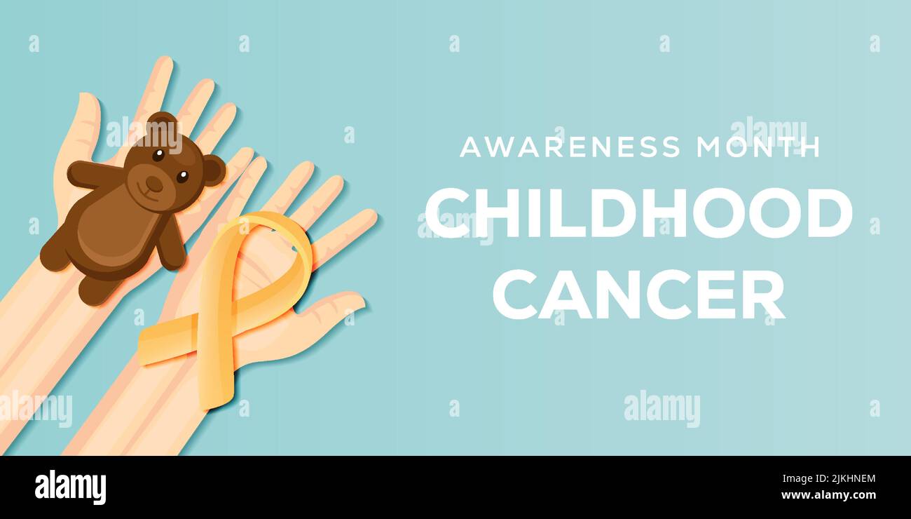 Childhood cancer awareness month illustration with hands holding yellow ...
