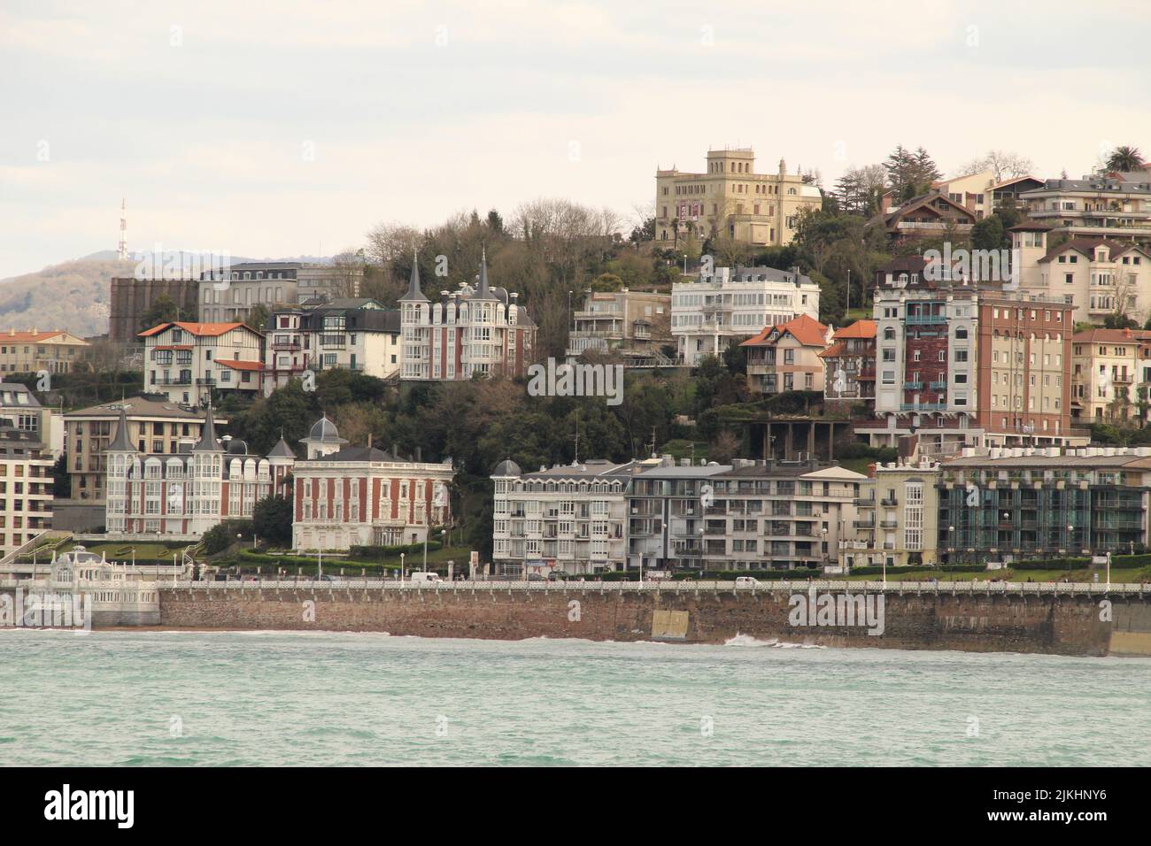 The cityscape of Donostia-San Sebastian from the sea, Spain Stock Photo ...