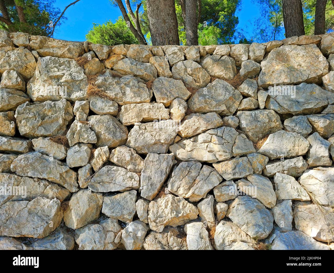 Typical Majorcan stone wall at Platja de Formentor, Majorca, Balearic ...