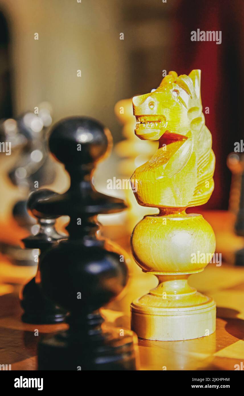 White knight chess piece hi-res stock photography and images - Alamy