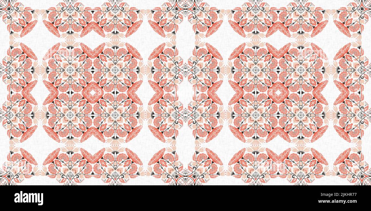 Modern boho geometric floral quilt style seamless border pattern ...