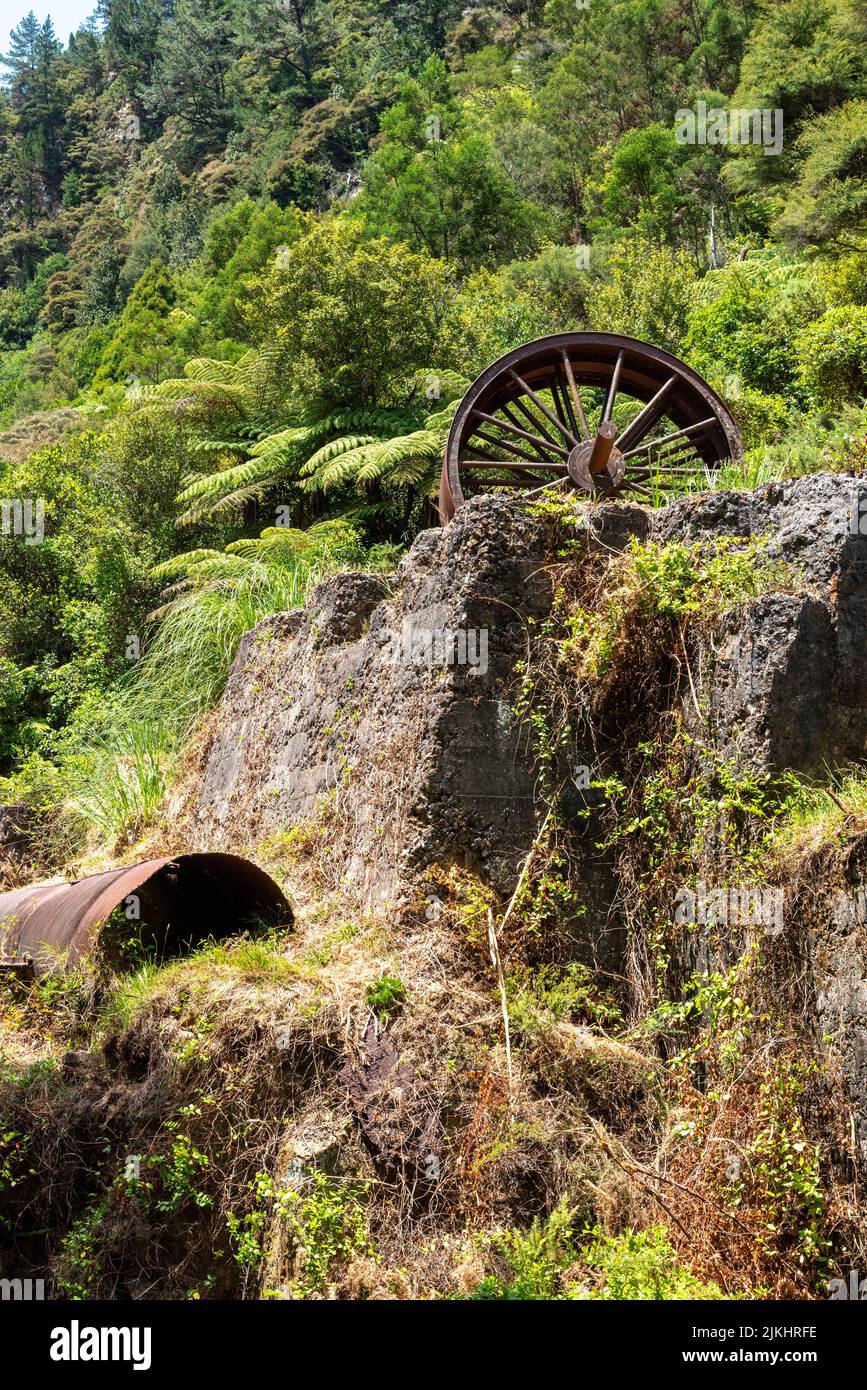 Remains of an old stamping battery in Karangahake of the past gold rush ...