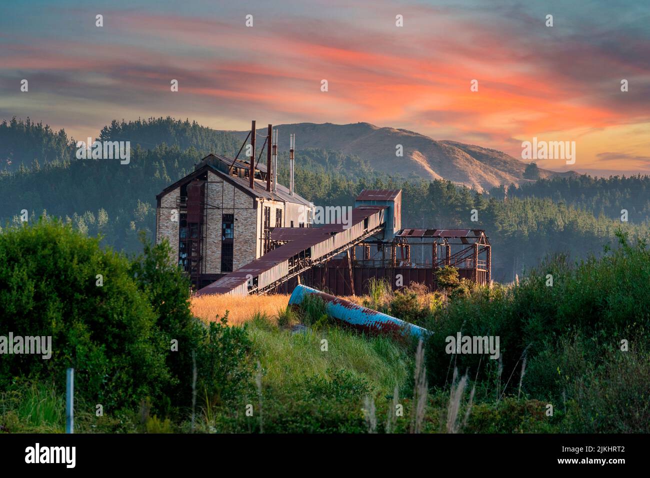 Old derelict carbonisation plant of Rotowaro, New Zealand Stock Photo ...