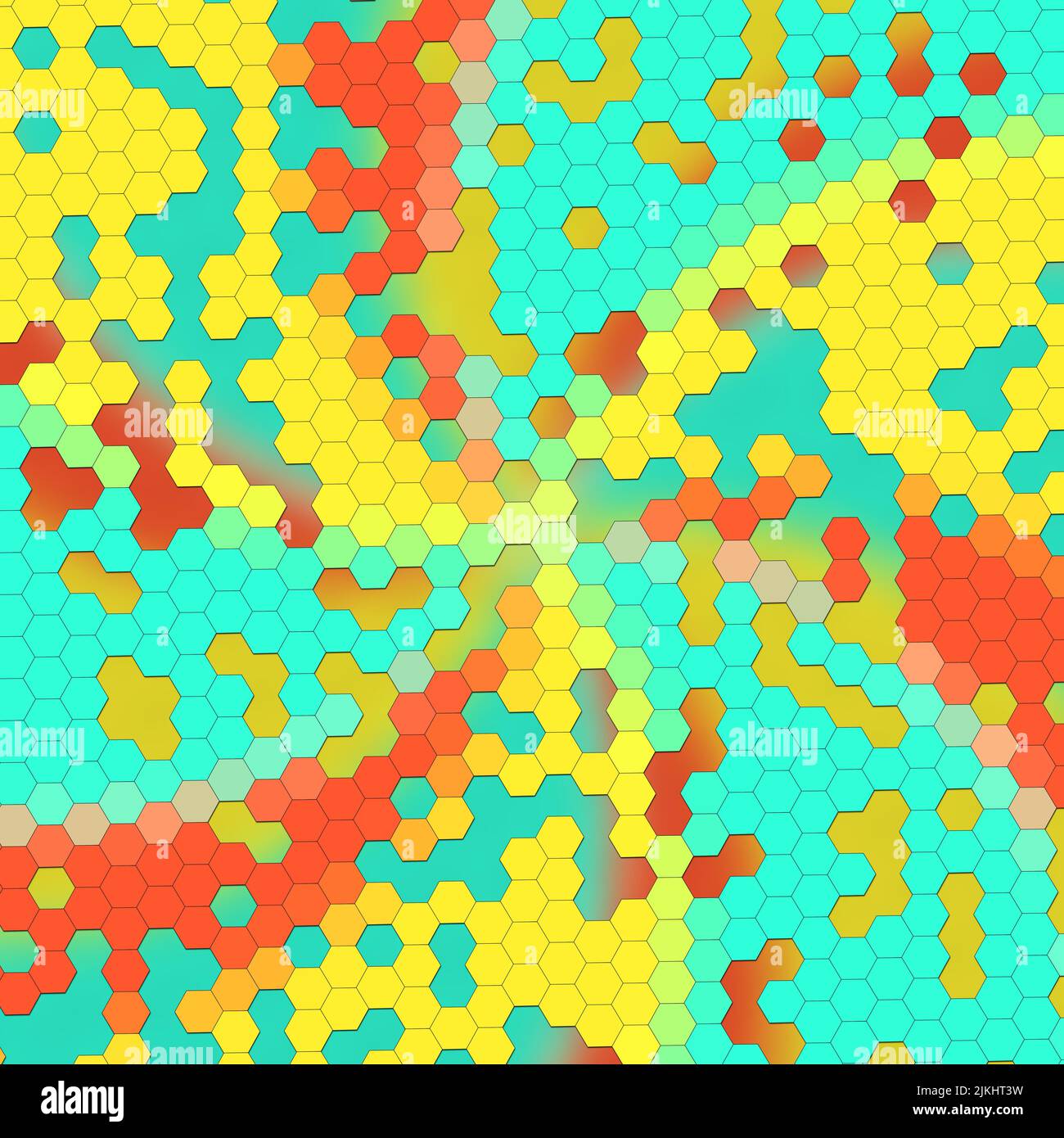 An illustration of geometrical hexagon patterns in colorful colors for ...