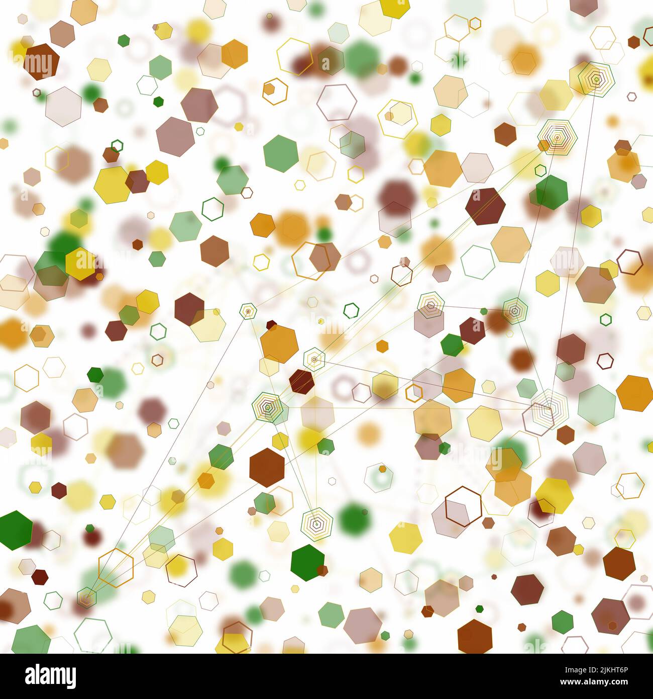 An illustration of geometrical hexagon patterns in colorful colors for ...