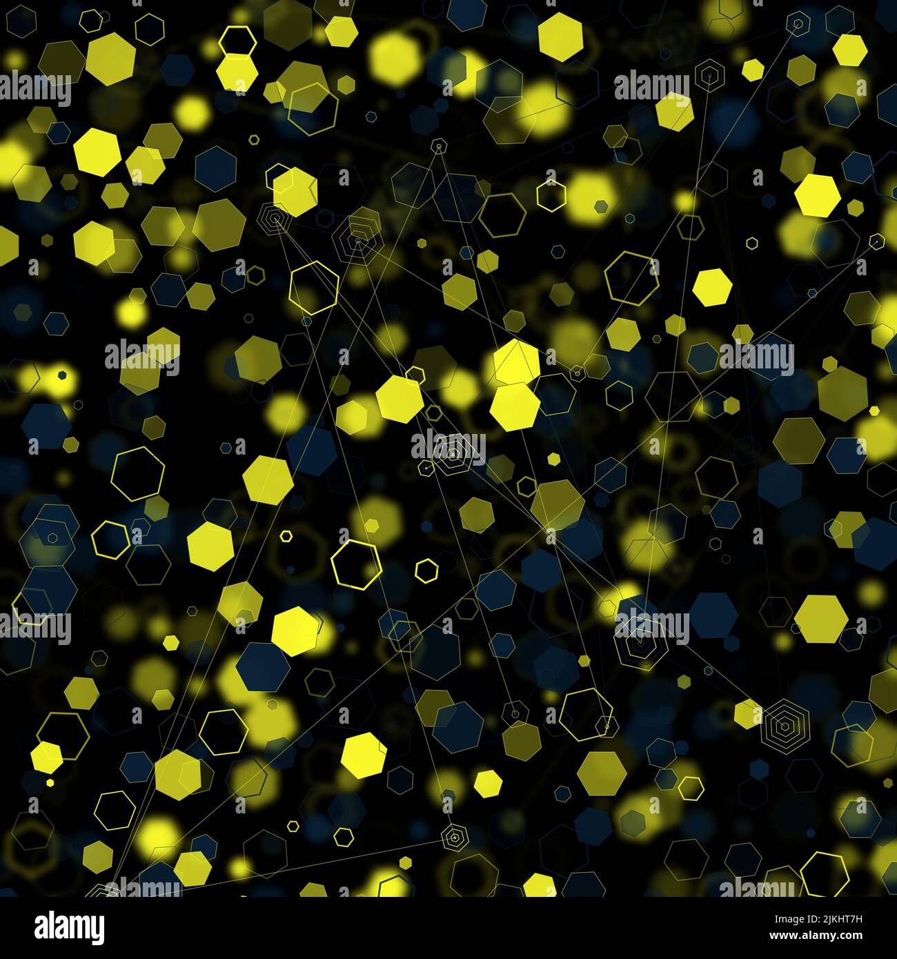 An illustration of geometrical hexagon patterns in yellow and black ...