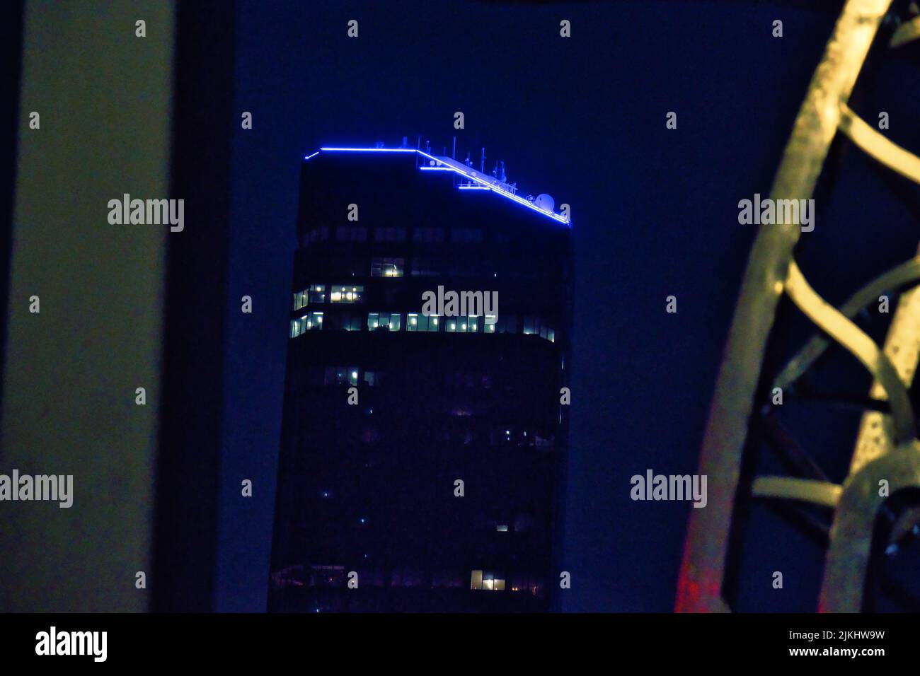 An illuminated dark skyscraper in Melbourne, Australia Stock Photo - Alamy