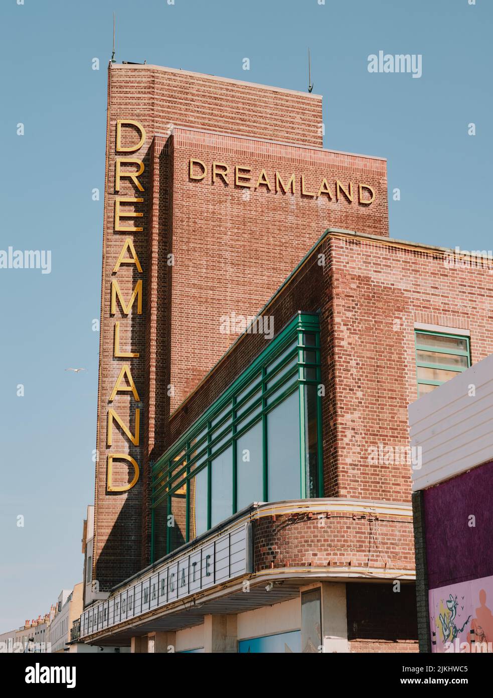 The iconic Art Deco seafront entrance facade of Dreamland amusement ... The iconic Art Deco seafront entrance facade of Dreamland amusement ...