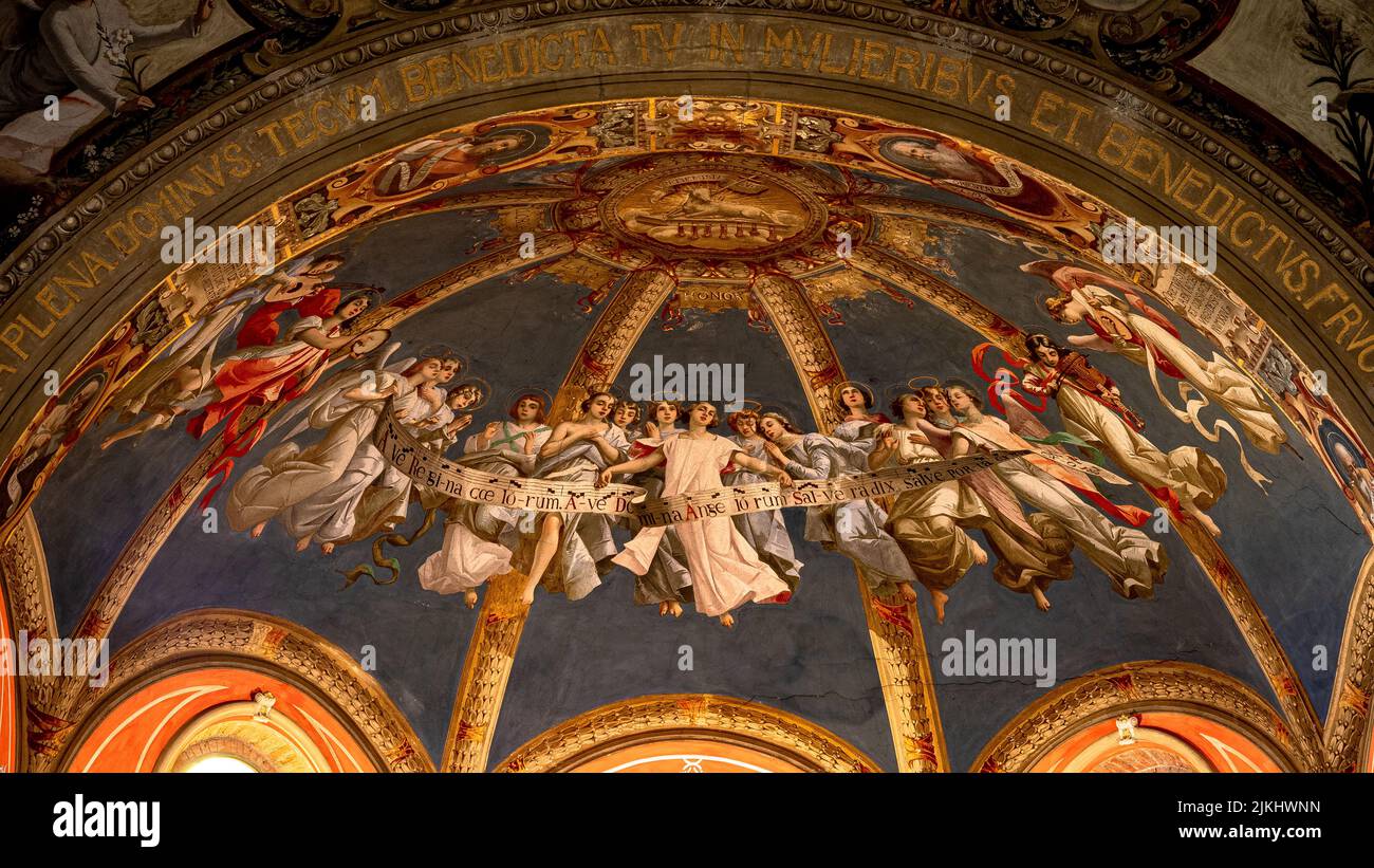 An Interior art painting on the walls of the Church of Madonna dell ...