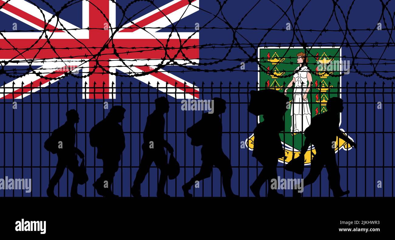 Flag of British Virgin Islands - Refugees near barbed wire fence ...