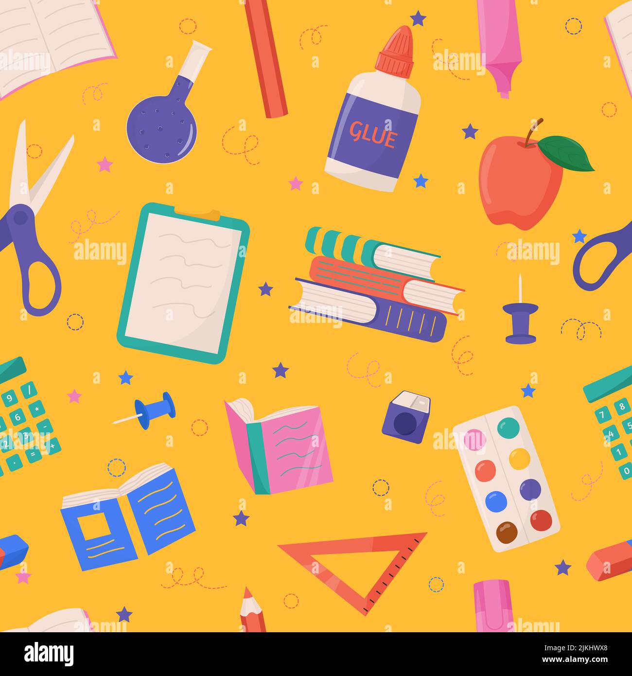 School and education related objects seamless pattern. Vector ...