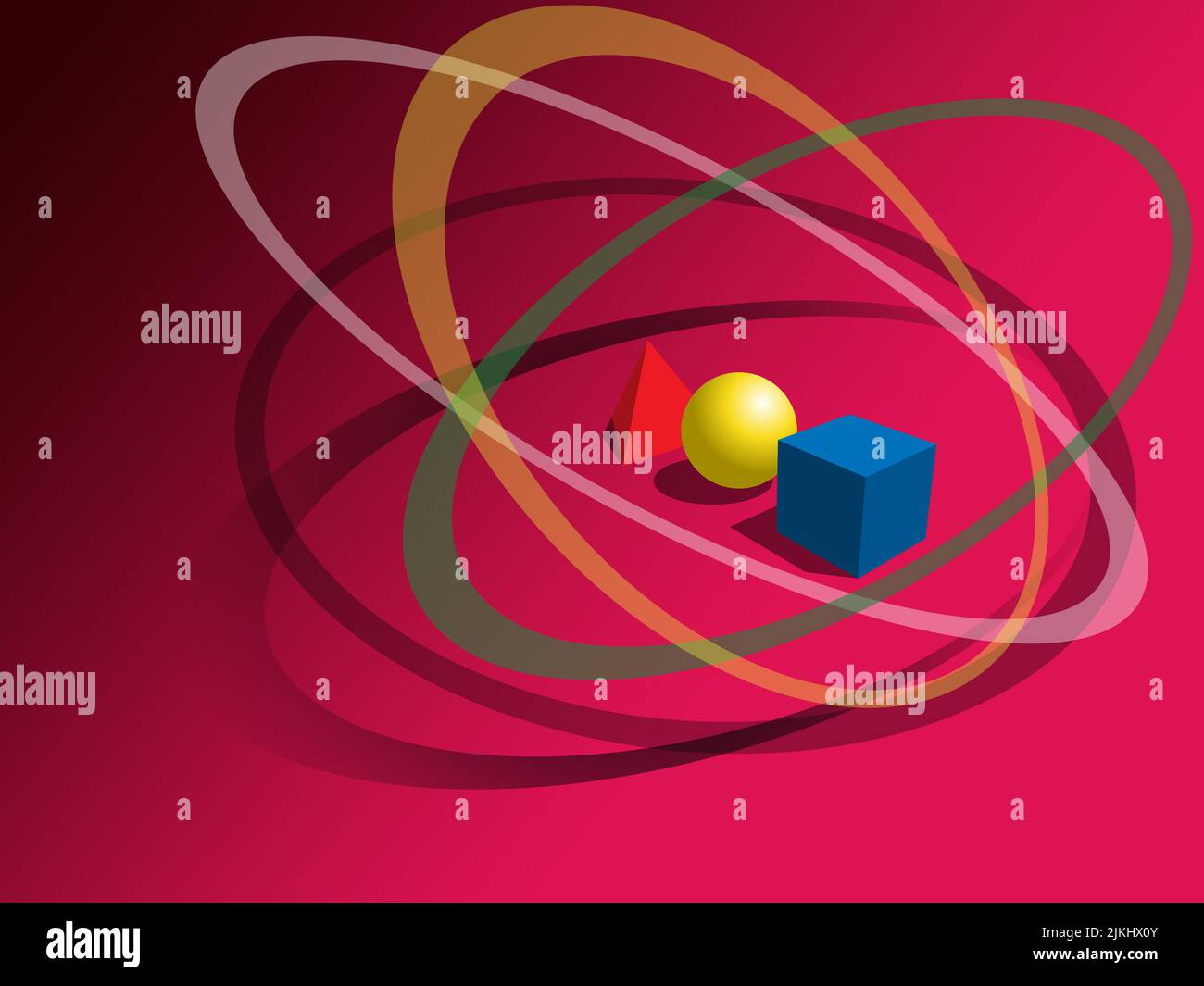 Abstract illustration of multicolored 3D geometric shapes with colorful ...