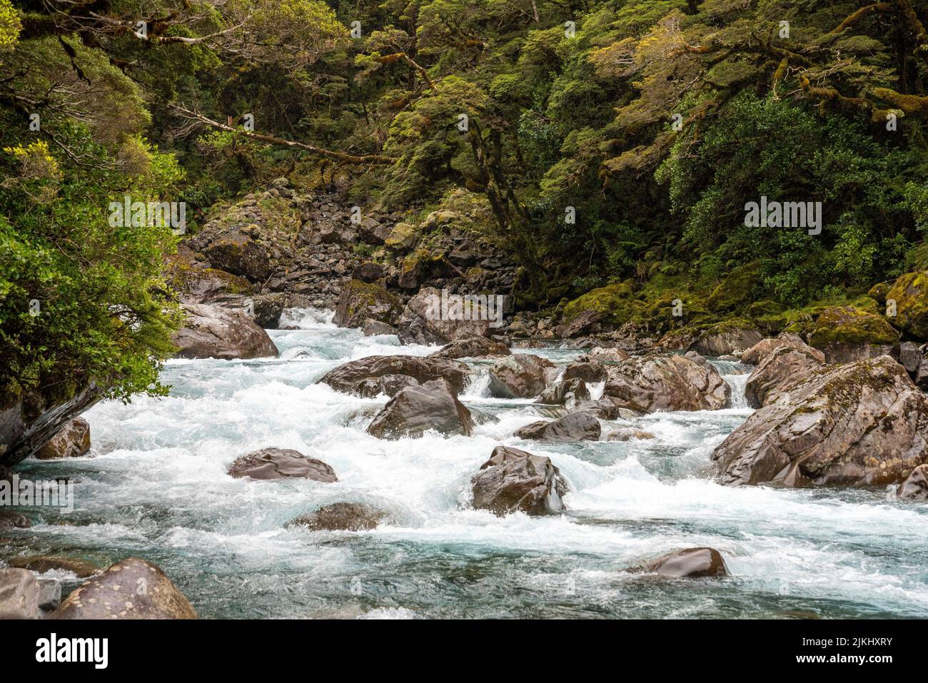 Mountainous Monkey creek flowing through impressive landscape next to ...