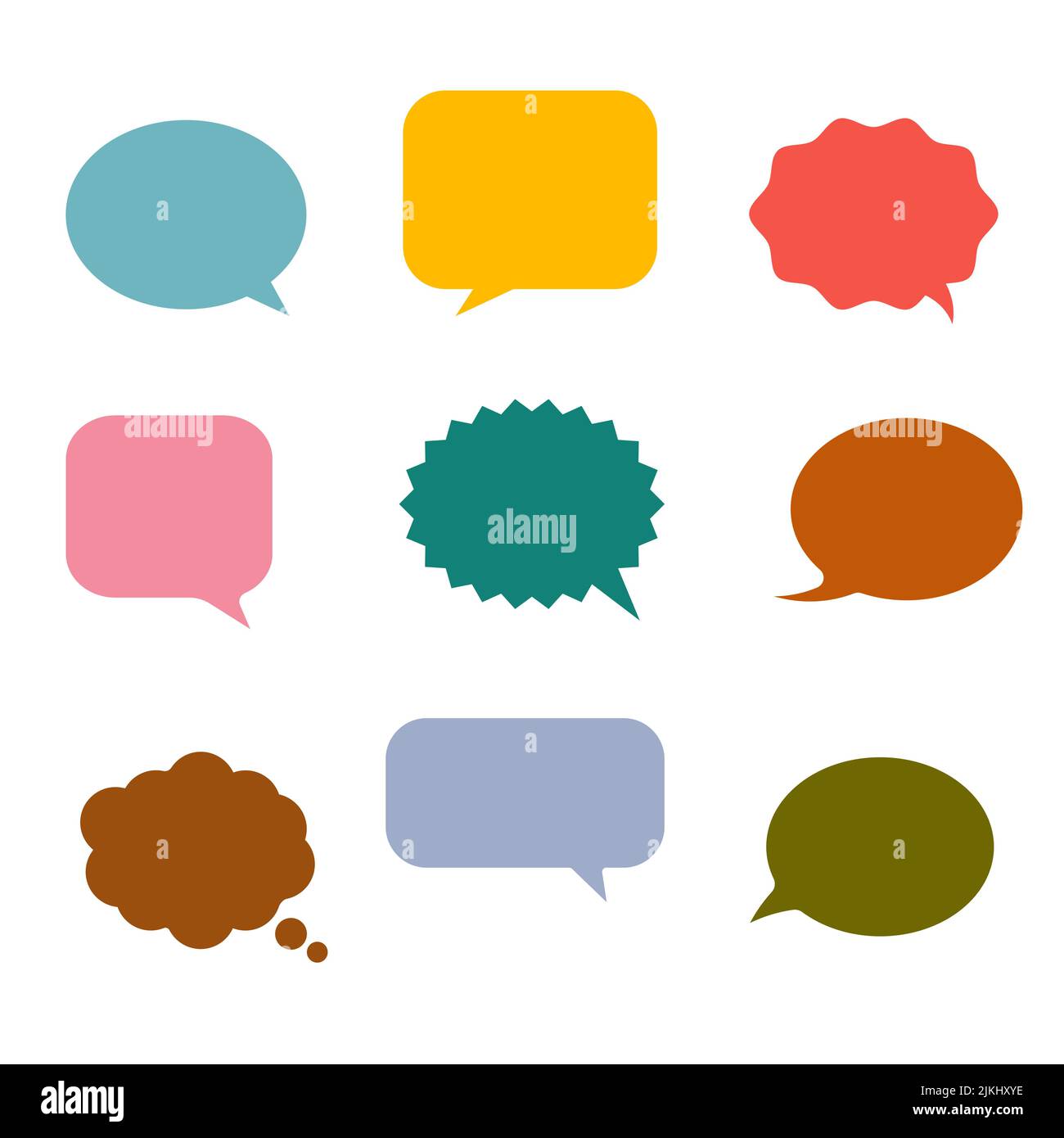 Colorful speech bubbles and dialog balloons on white background Stock ...