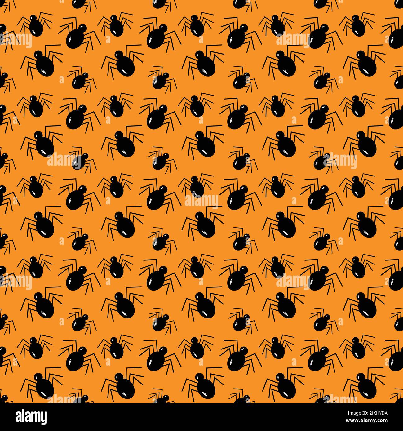 Seamless Halloween pattern of spiders on an orange background ...