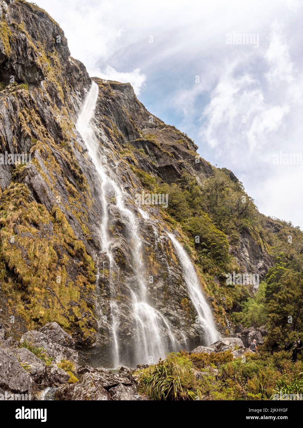 Earland Falls at the famous Routeburn Track, Fiordland National Park ...