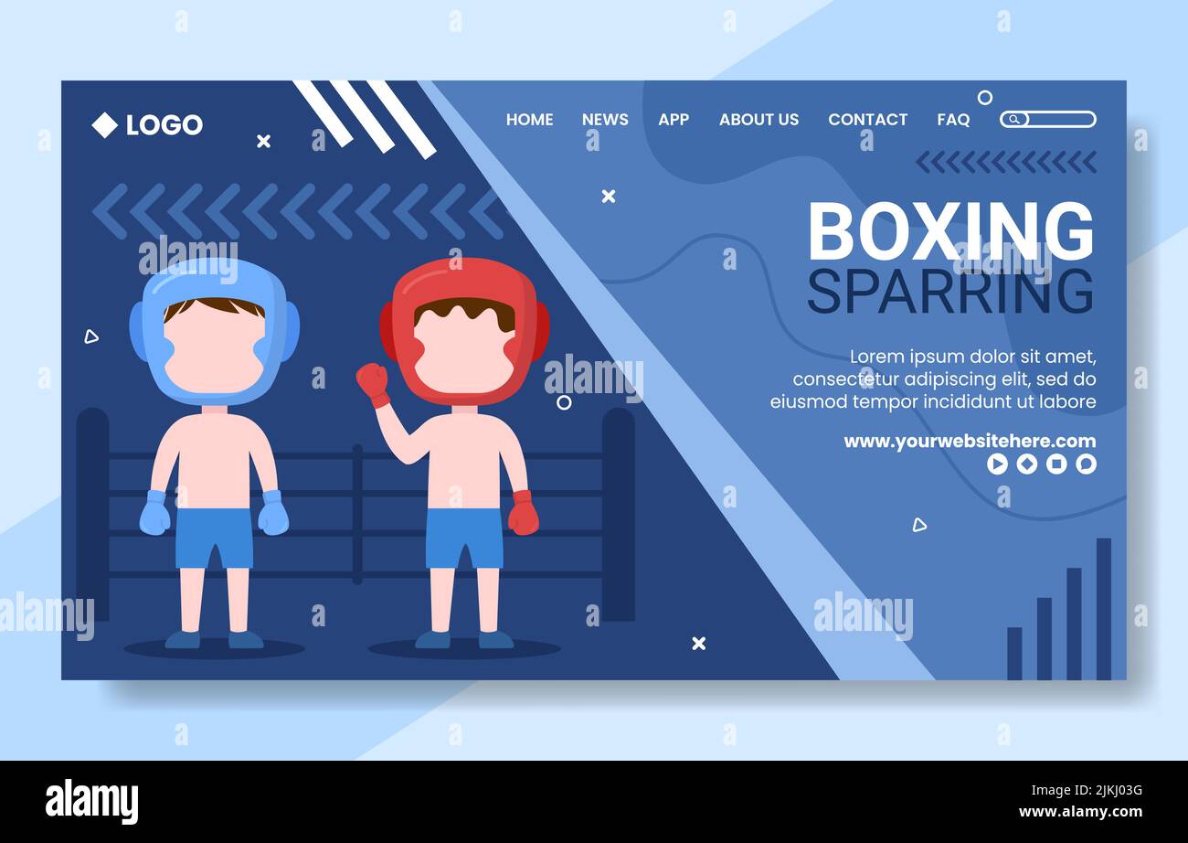Professional Boxing Sport Social Media Landing Page Template Cartoon ...