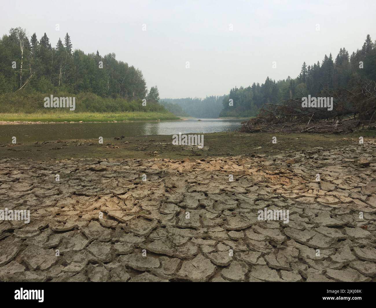 A dried flood plain along the Laurence River in Alberta, Canada Stock ...