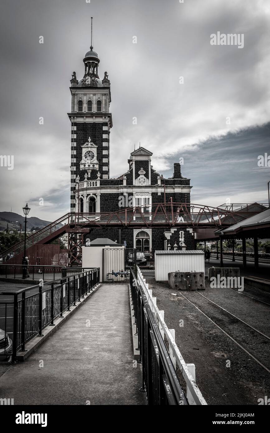Details of beautiful historic train station in Dunedin, South Island of ...