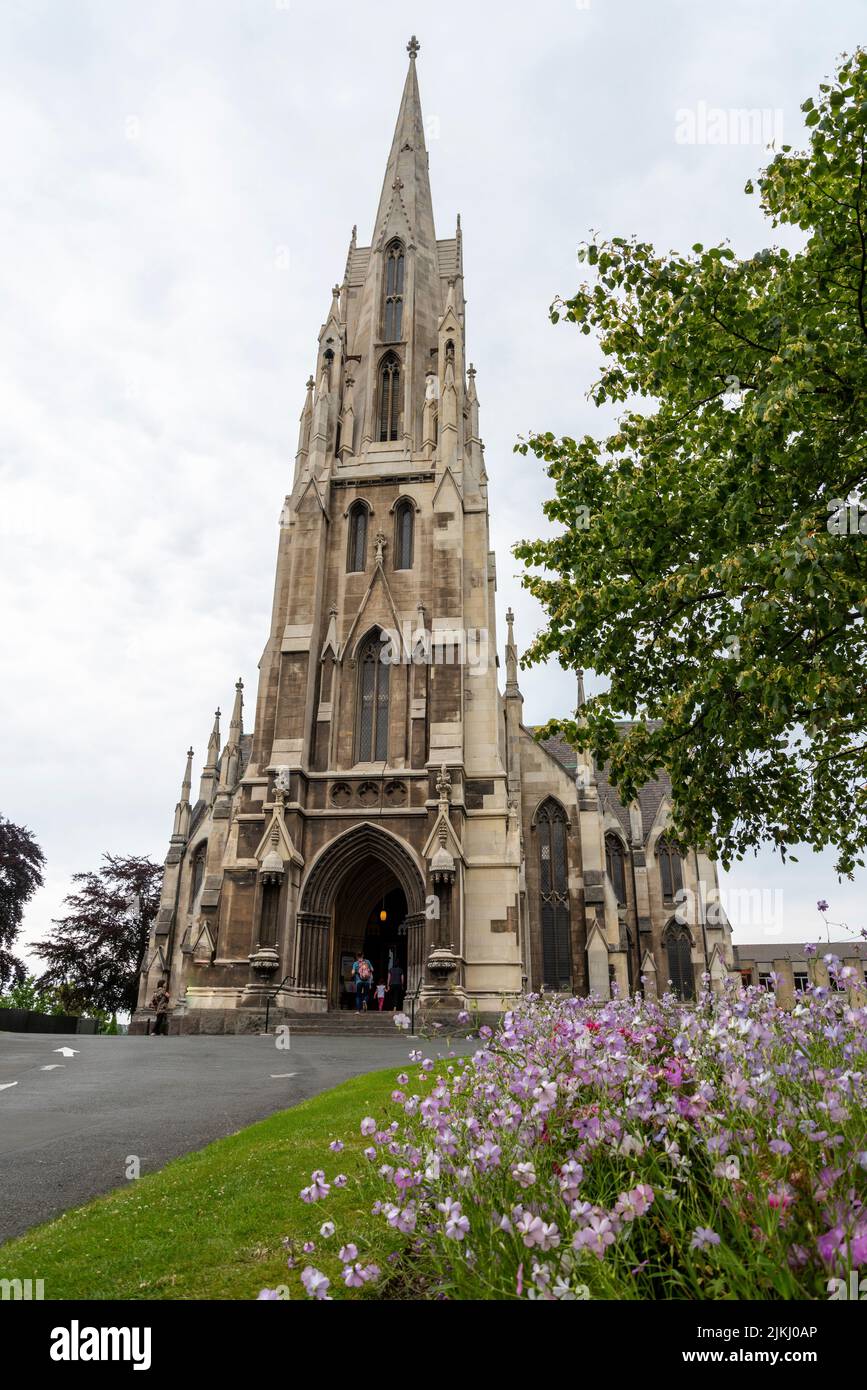 Portal of First Church of Otago in Dunedin, South Island of New Zealand ...