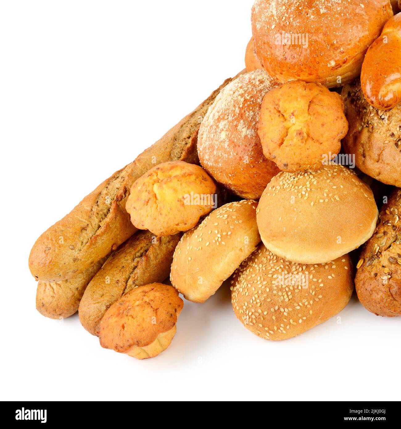 Bread, buns, croissants isolated on white background Stock Photo - Alamy