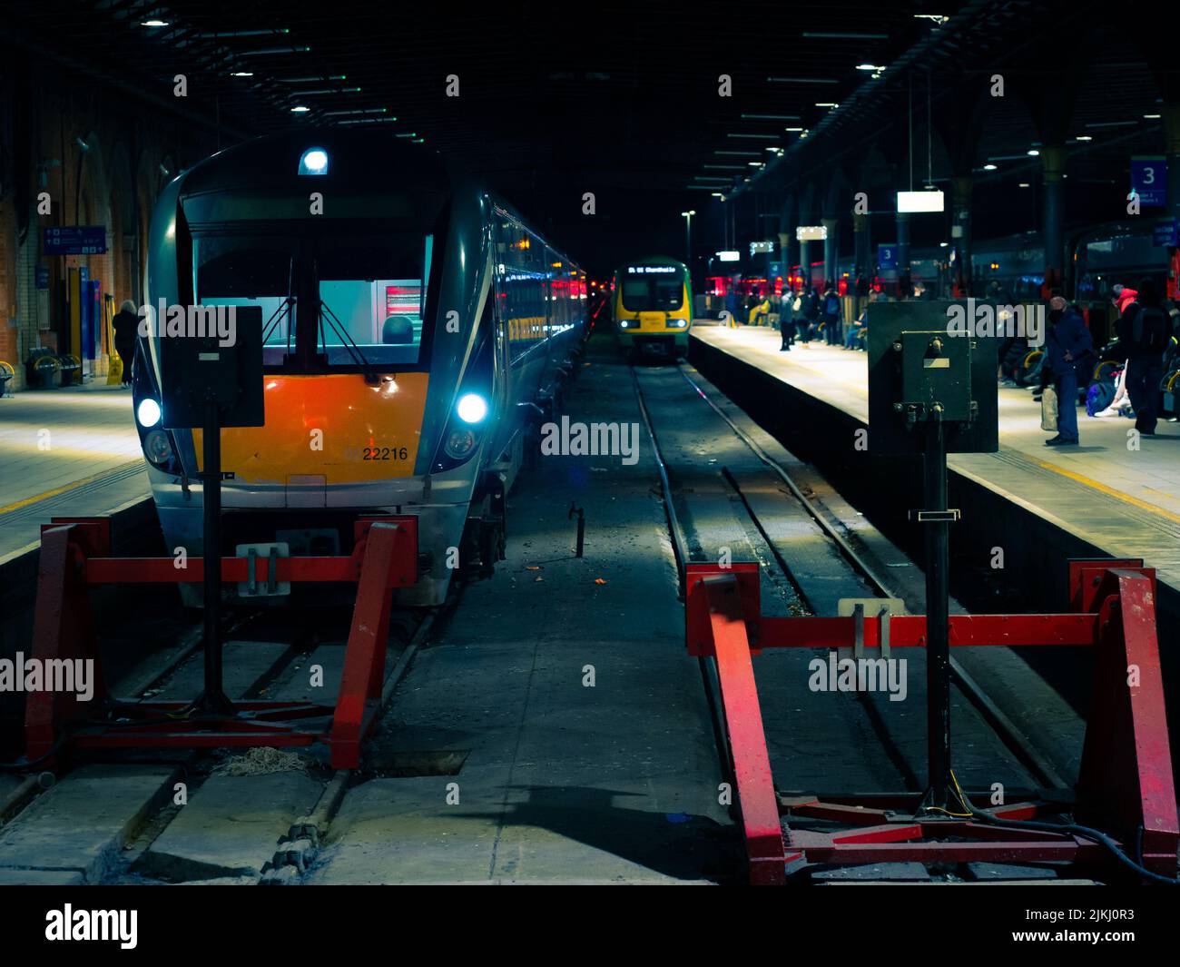 A beautiful shot of a modern train inside a Sligo Railway station in ...