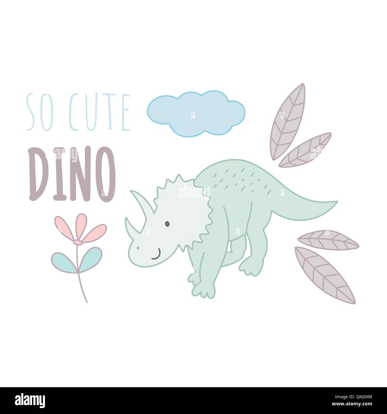 Baby dino card with inscription vector illustration. Kid composition ...