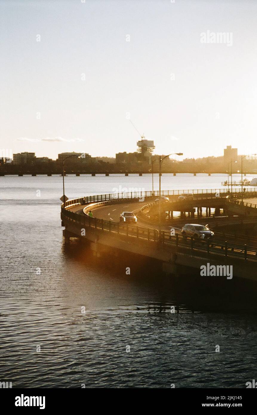 A view of a highway bridge at sunrise, Cambridge, USA Stock Photo - Alamy