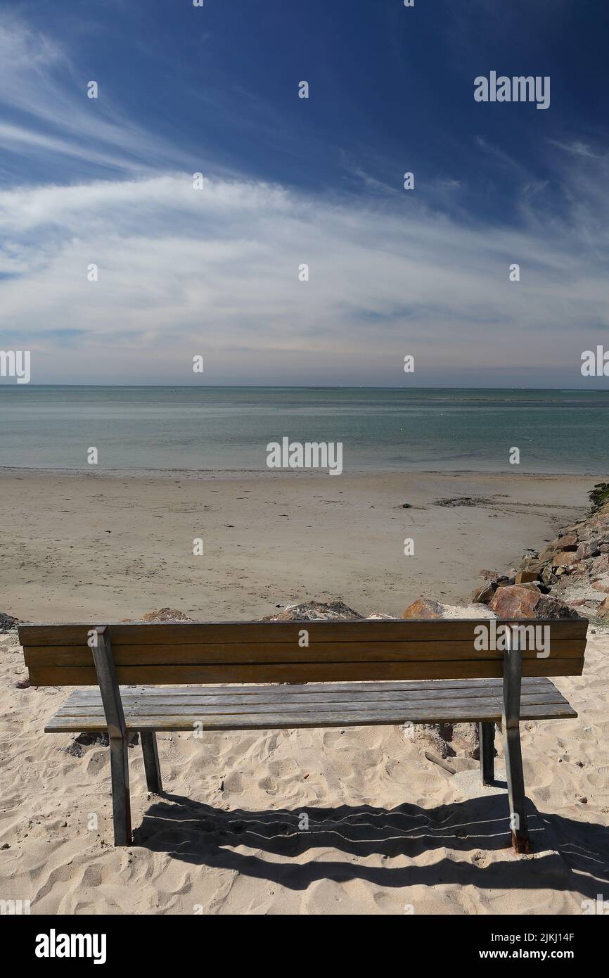 Bench seat wooden view beach sea hi-res stock photography and images ...