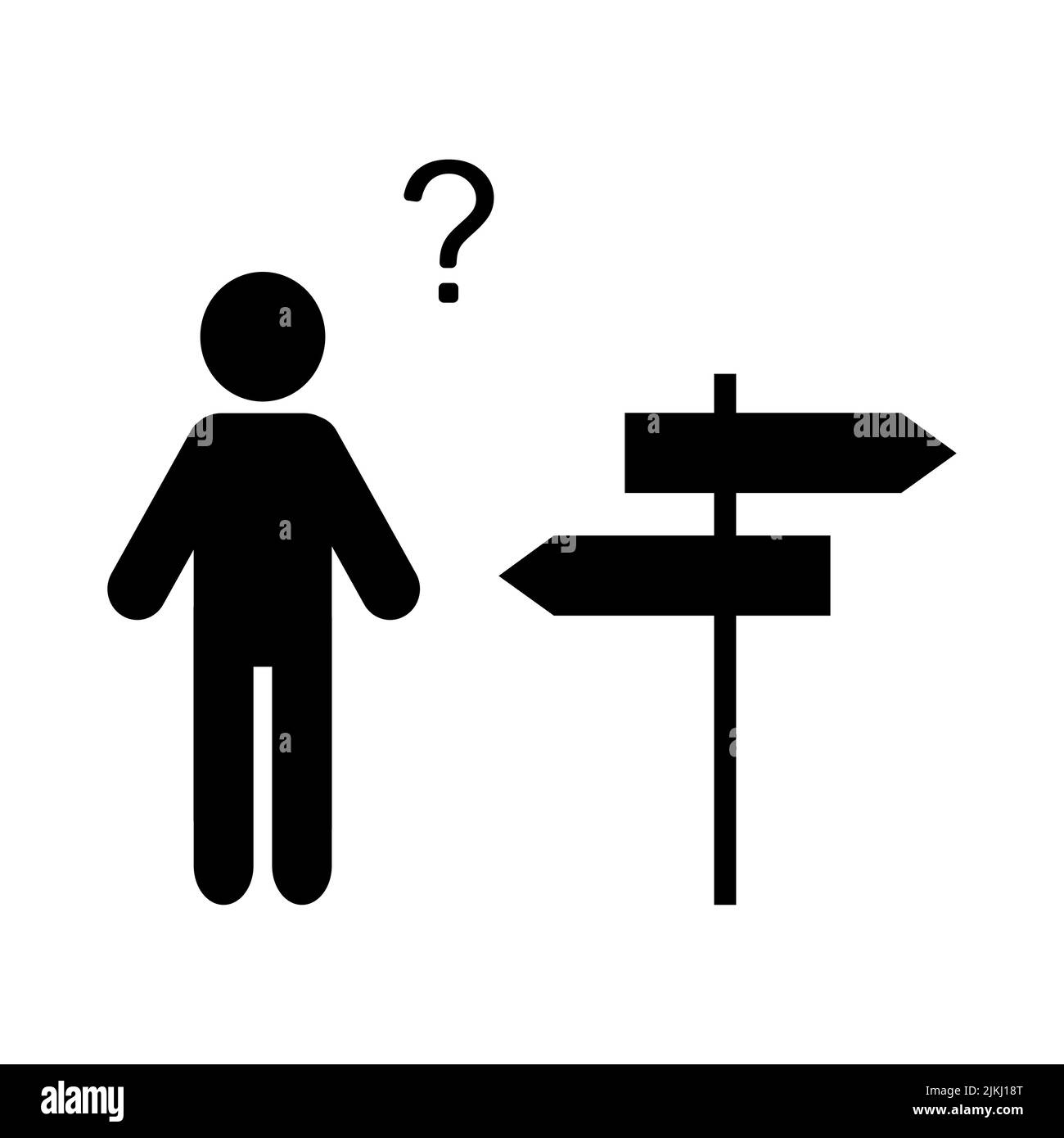 Confused person when choosing a path, at a crossroads. Vector ...