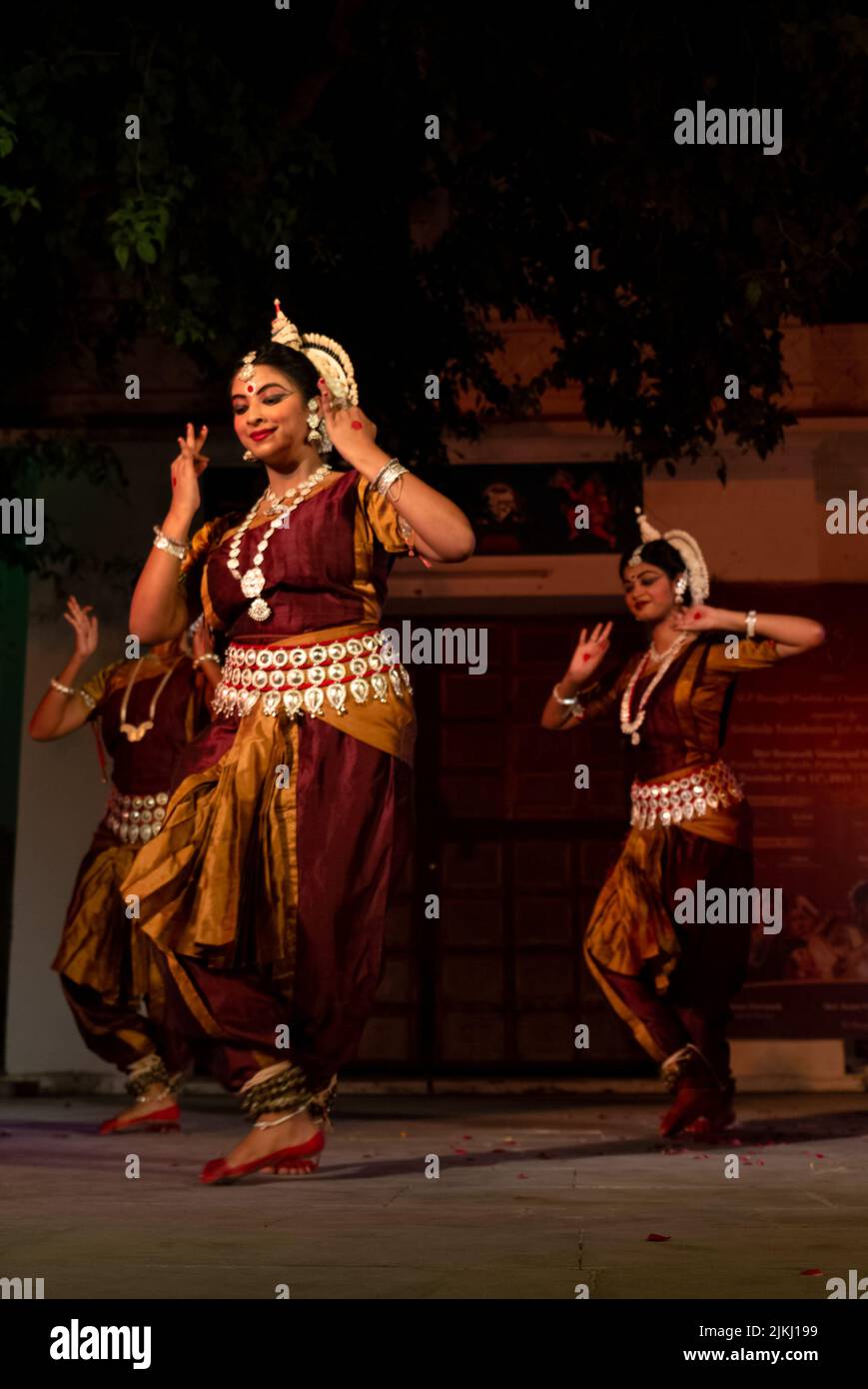 A photo of young Indian female artists performing Indian classical ...