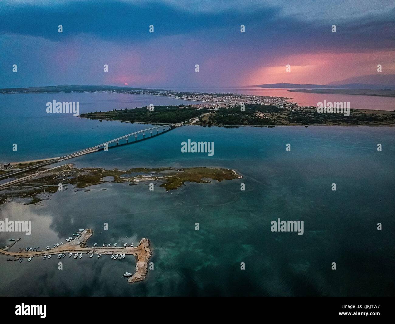 An atmospheric image from above with a view of the bridge of Vir in ...