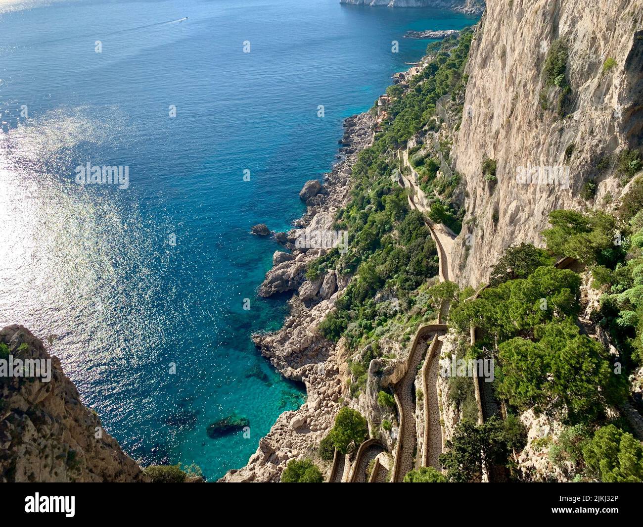 Winding path to Marina Piccola on Capri island in southern Italy Stock ...