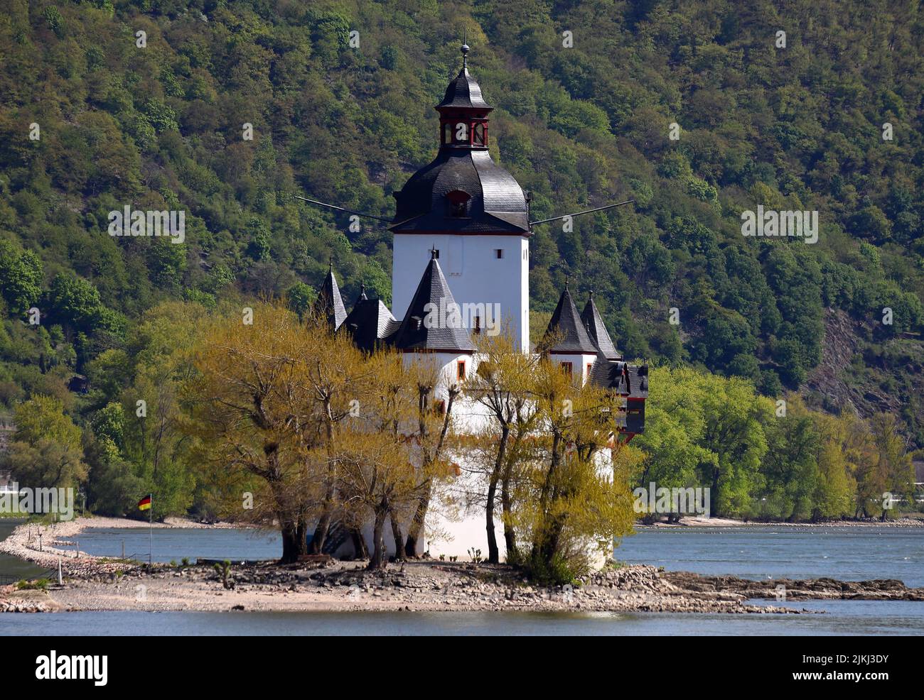 A beautiful view of Pfalzgrafenstein Castle in Kaub, Germany Stock ...