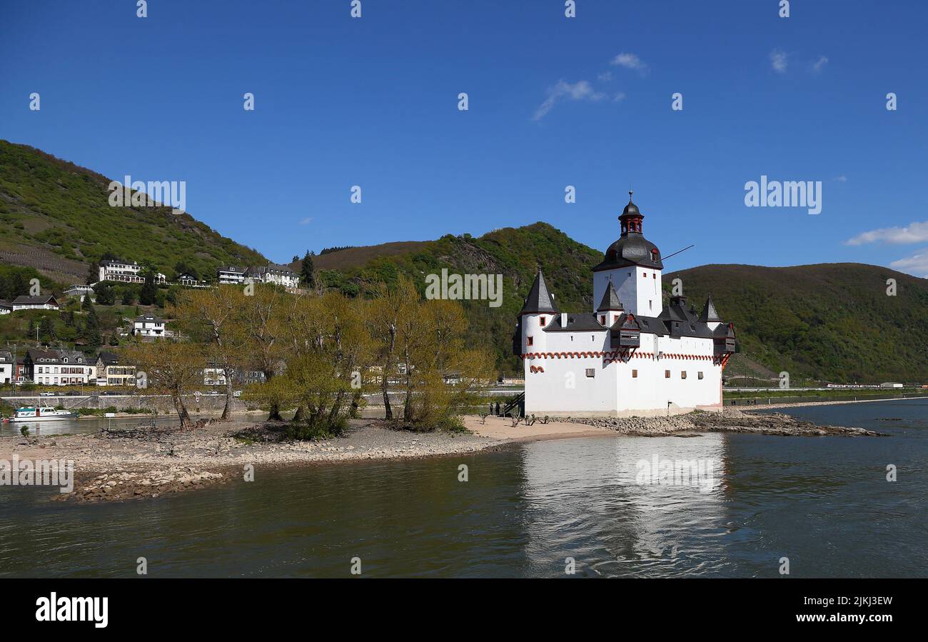 A beautiful view of Pfalzgrafenstein Castle in Kaub, Germany Stock ...