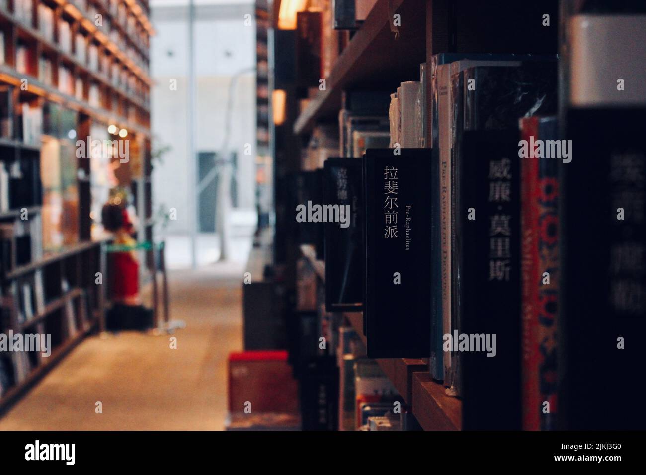 A shallow focus of Books and bookshelf in a famous bookstore Stock ...