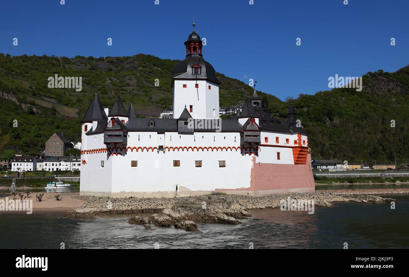 A beautiful view of Pfalzgrafenstein Castle in Kaub, Germany Stock ...