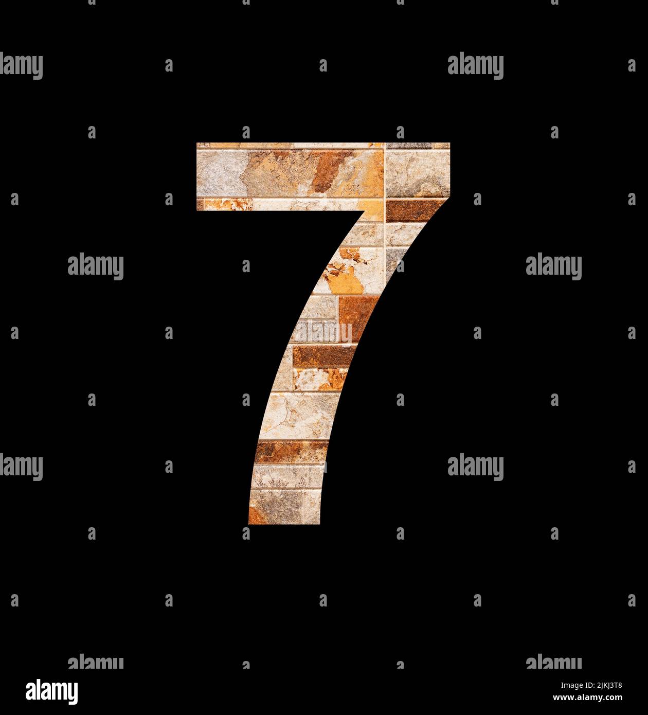 Number 7 - Seven digit on rustic tile background Stock Photo - Alamy