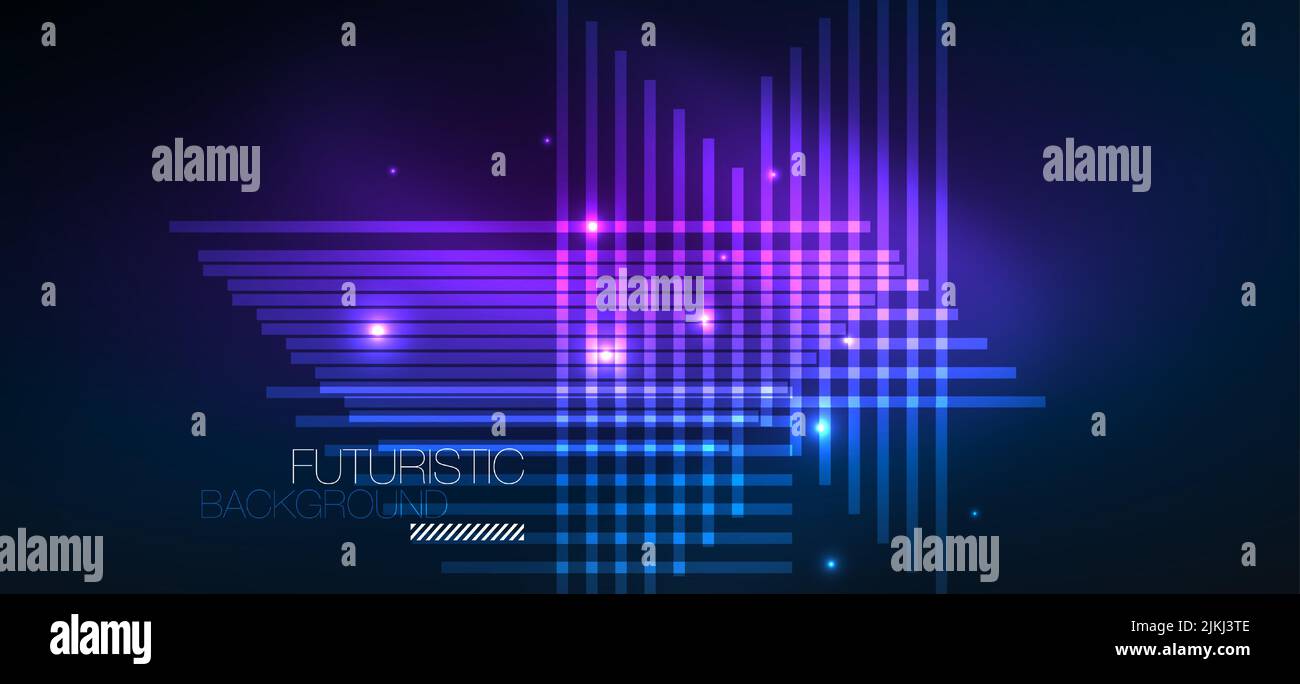 Background wallpaper neon glowing lines and geometric shapes. Dark ...