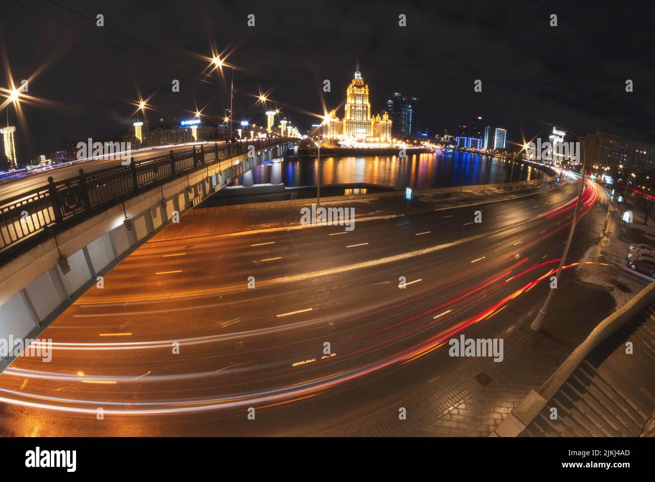 A long exposure photography of a highway in Moscow Stock Photo - Alamy