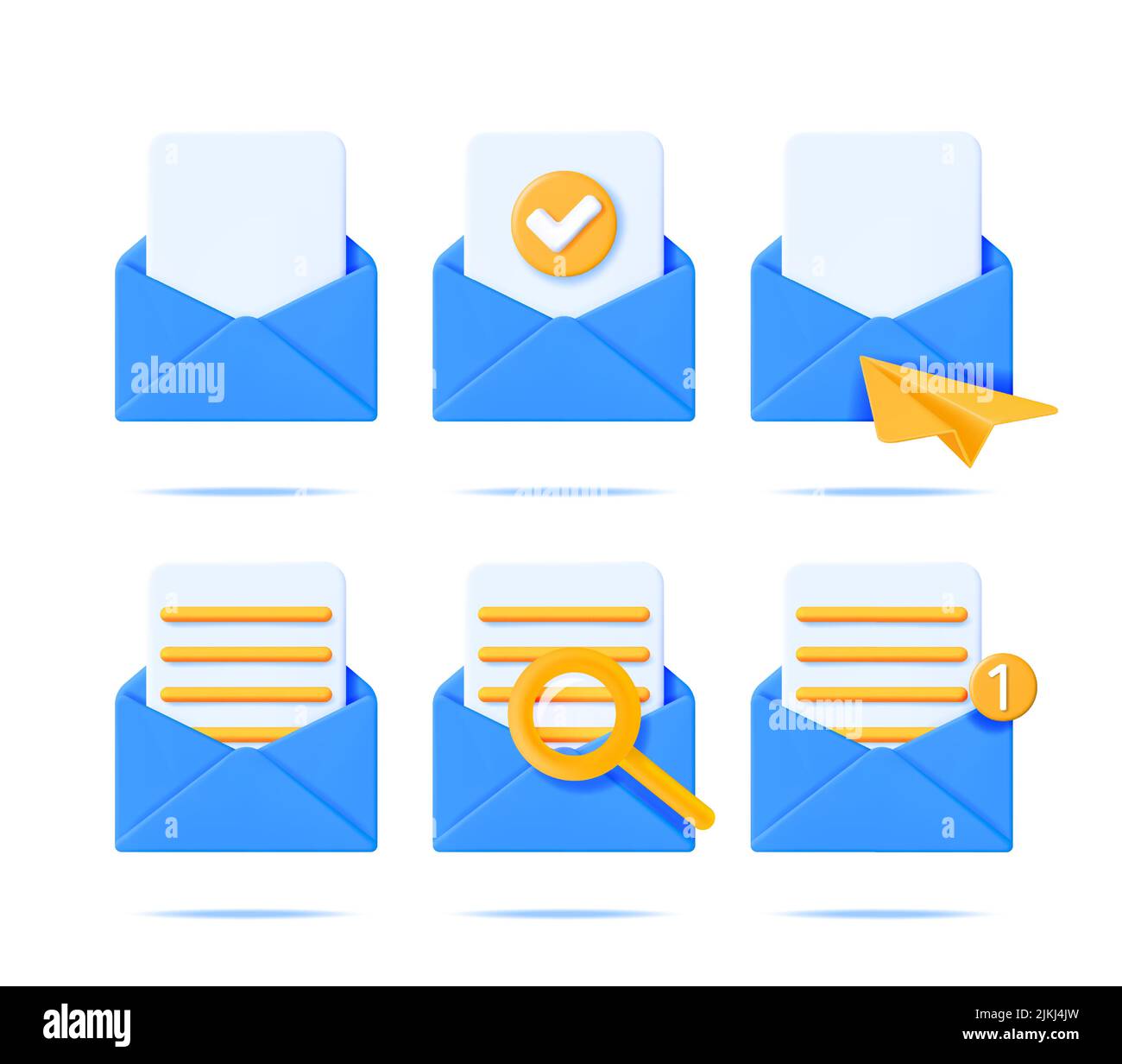 3d Blue Open Mail Envelope Icon Set Stock Vector Image & Art - Alamy
