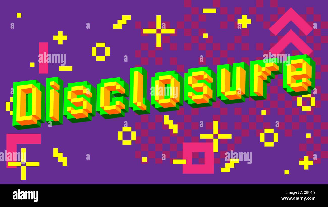 Disclosure pixelated word with geometric graphic background. Vector ...
