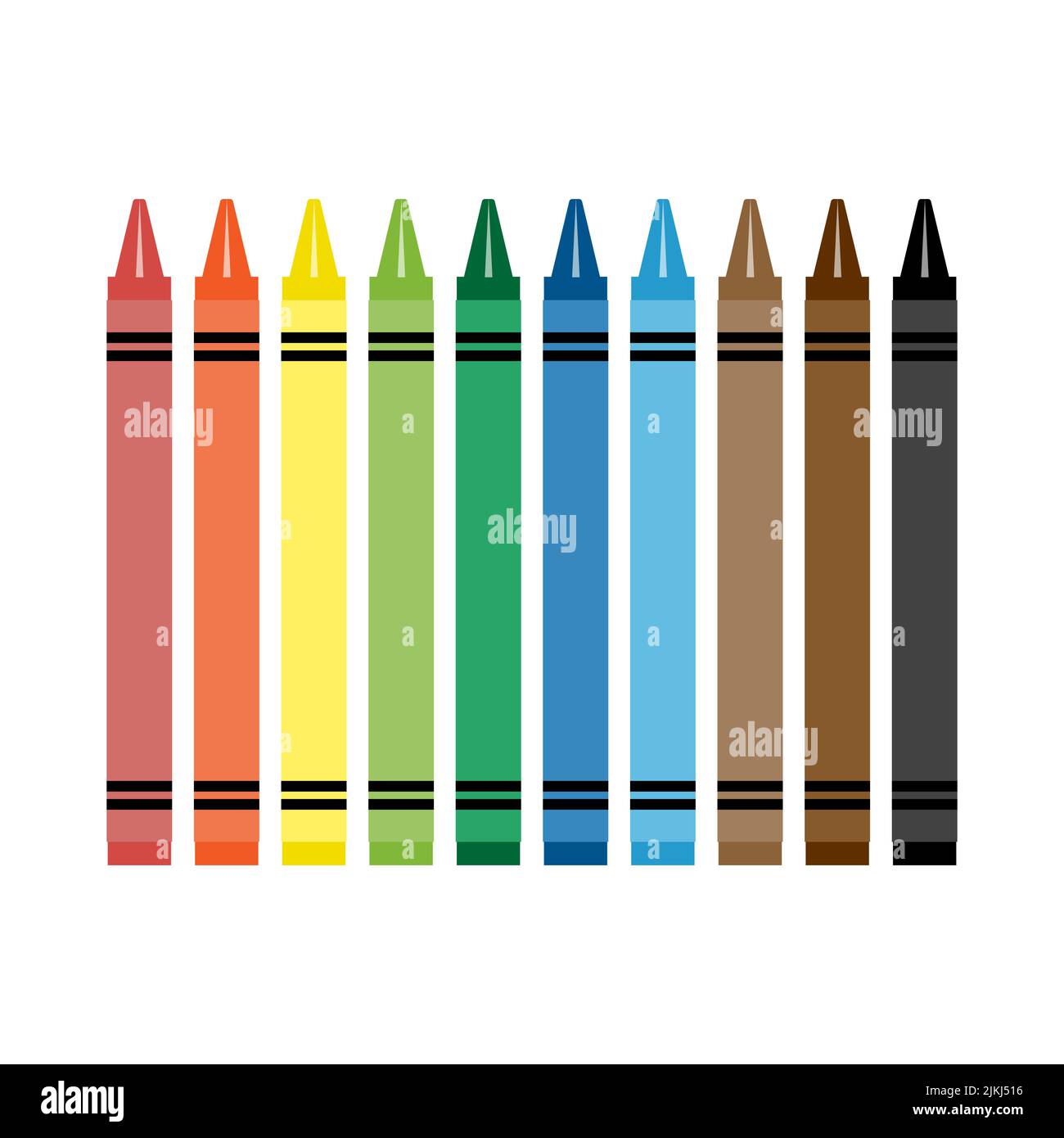 Colorful crayons isolated on white background. Vector illustration ...