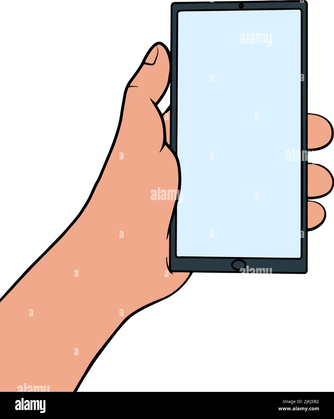 Hand holding smartphone, empty screen with shadow, mobile phone mockup ...
